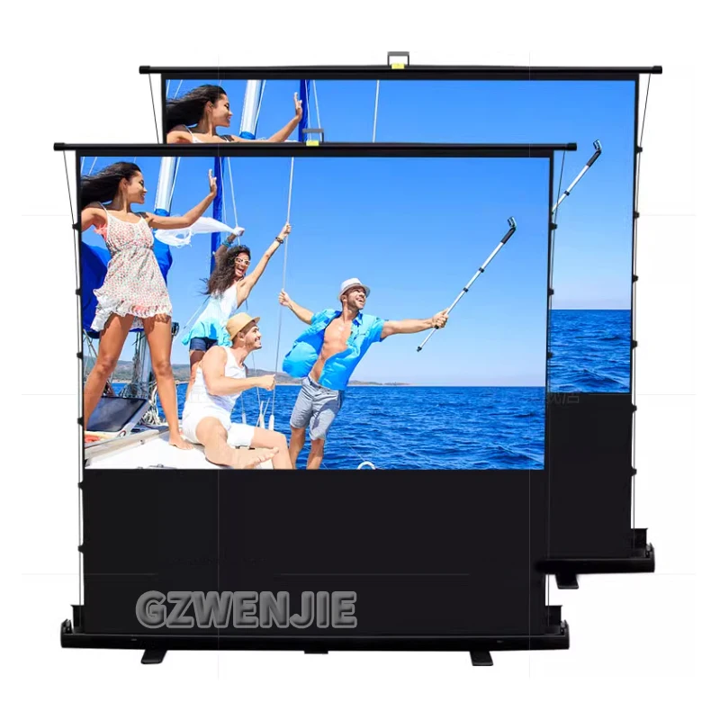Projector-Screen-With-Stand-Foldable-Gray-Wrinkle-Free-72-110-inch-16-9 ...