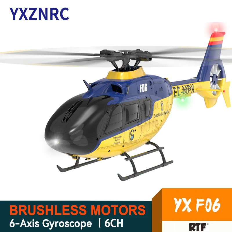 YXZNRC F06 EC135 2.4G 6CH 6 Axis Gyroscope RC Helicopter Model 1:36 ...