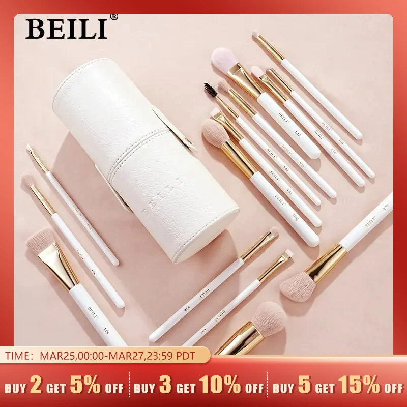 BEILI-15pcs-Makeup-Brushes-with-Storage-Bucket-Premium-Professional-Foundation-Eyeshadow ...