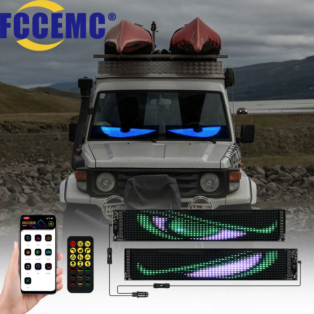 2in1 Truck Car Devil Eye LED Pixel Panel Light APP Remote Control Soft ...