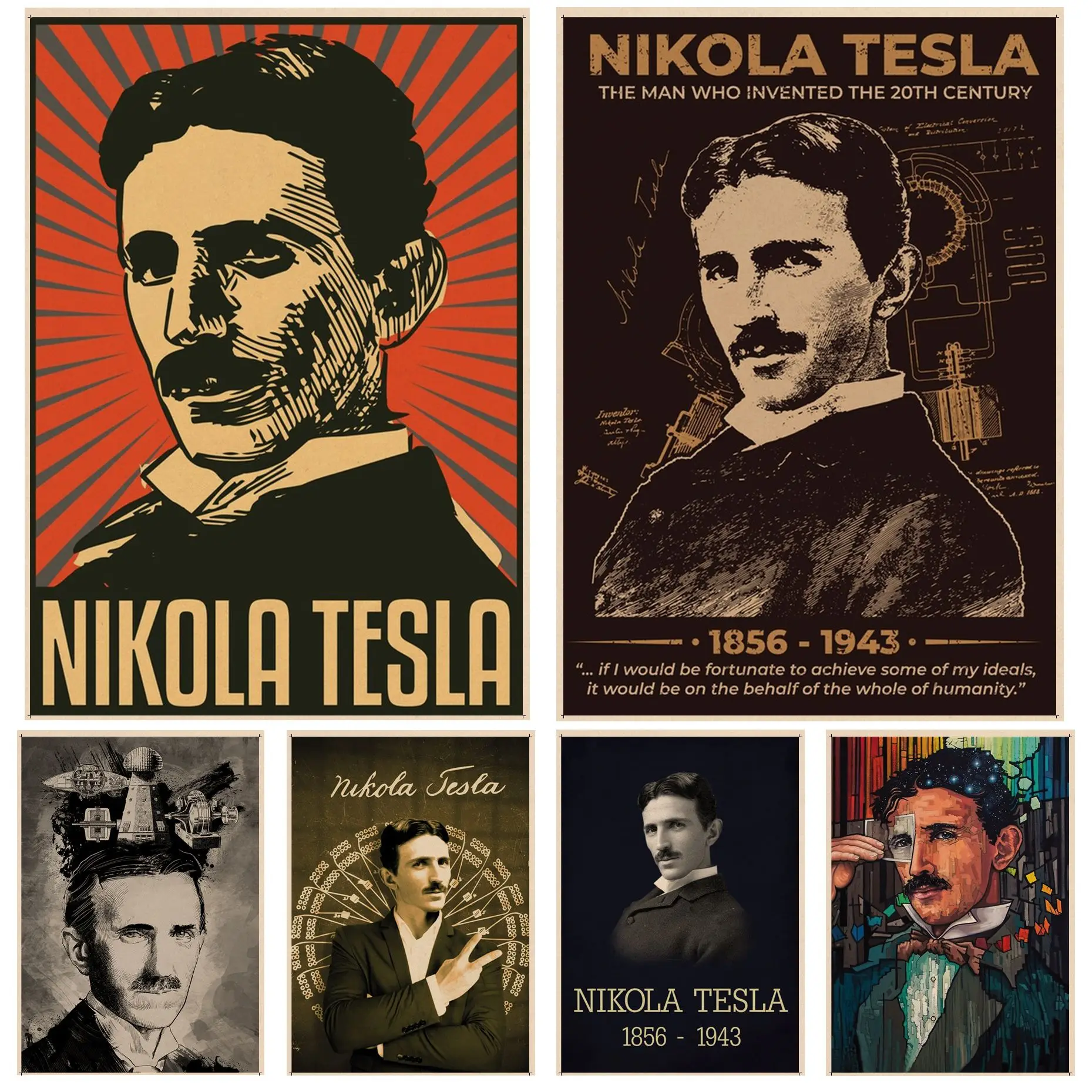 Famous-Scientists-Nikola-Tesla-Classic-Movie-Posters-Vintage-Room-Home ...