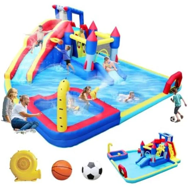 Inflatable Slide Water Park Bouncing House Outdoor Soccer Garden ...