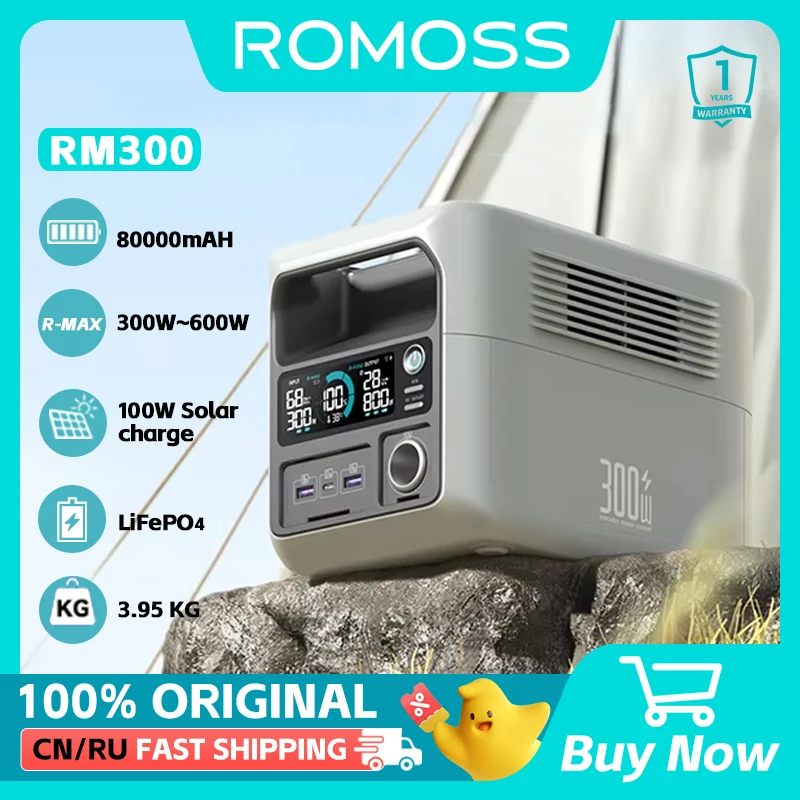 ROMOSS 300W~600W 80000mAh LiFeP04 Battery with RM300 220V AC Outlets ...