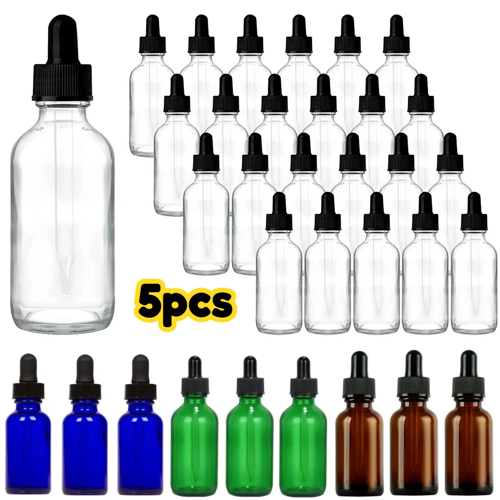 5pcs 5/10/15/20/30ml/50ml Amber Empty Glass Dropper Bottle Essential ...