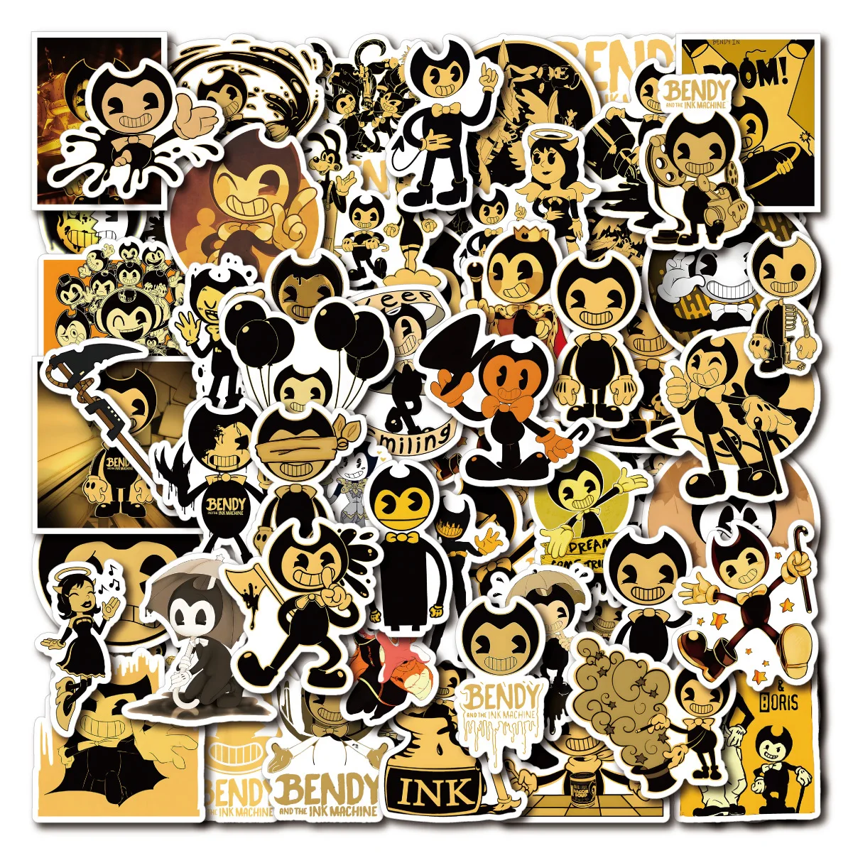 10-30-50Pcs-Cartoon-Bendy-And-The-Ink-Machinet-Stickers-Waterproof ...