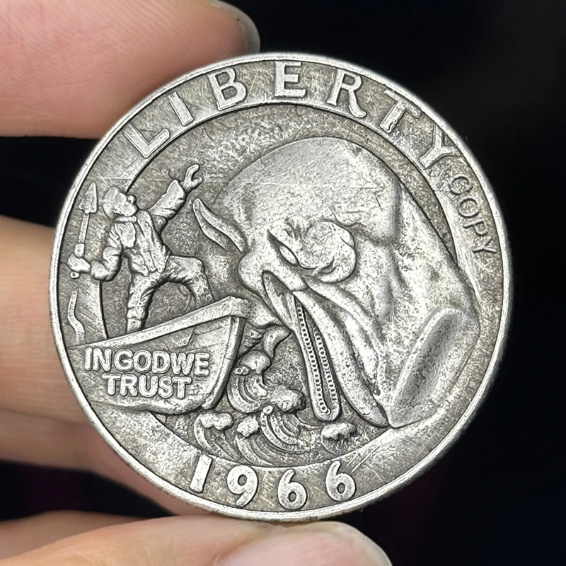 1966-American-Whaler-Hobo-Stray-Coin-Sculpture-Art-Eagle-Ocean-Antique ...