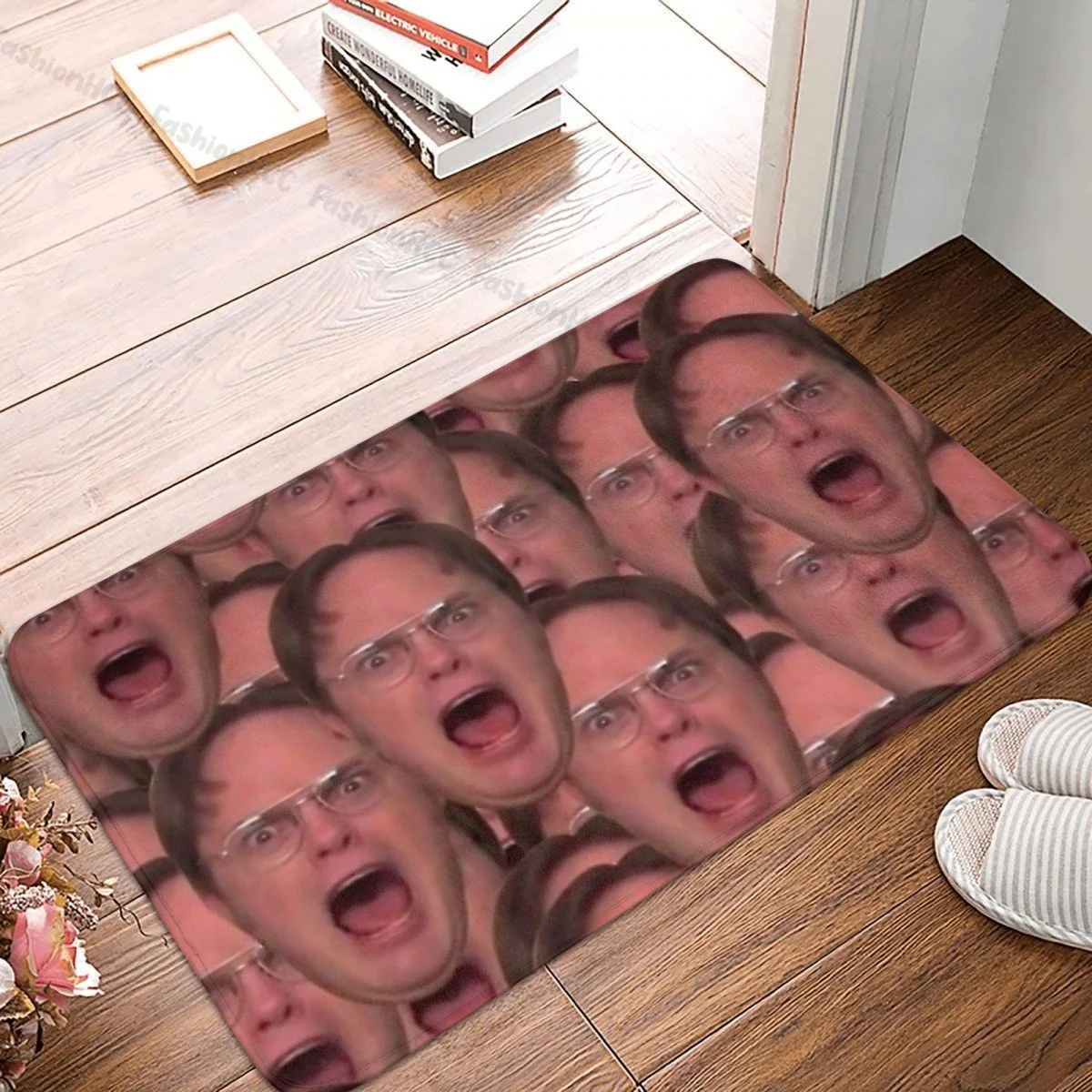 The-Office-Bathroom-Non-Slip-Carpet-Dwight-Kurt-Schrute-Funny-Face-Collage-Flannel-Mat-Entrance ...