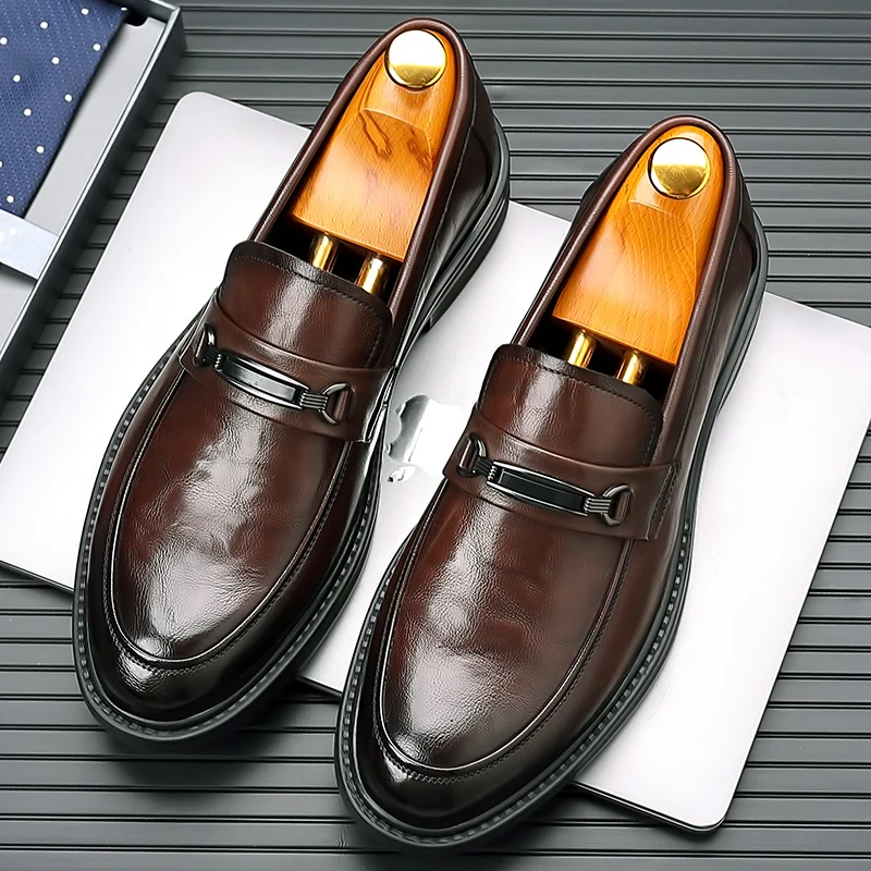 Genuine Leather Handmade Men's Shoes Italian Casual Mens Loafers ...