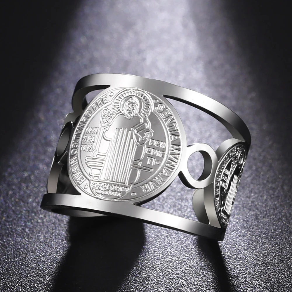 Dawapara Saint Benedict Exorcism Ring Holy Protection Amulet Stainless ...