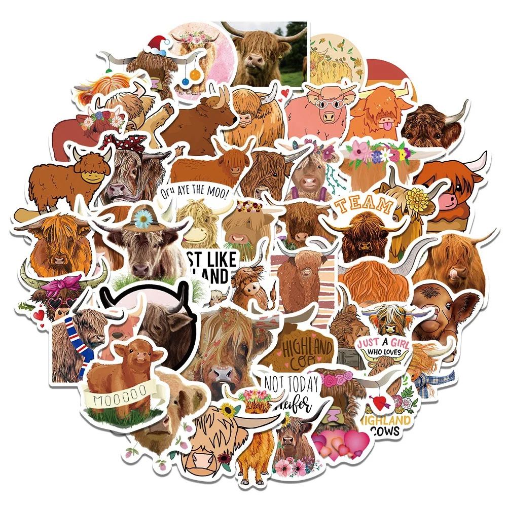 10/30/50PCS Highland Cow Graffiti Stickers Highland Cow Suitcase Water ...