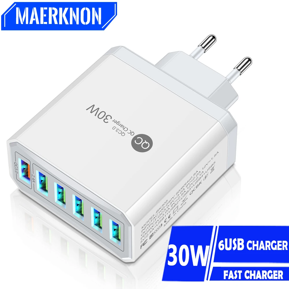 6-Ports-USB-Charger-30W-Multiple-USB-QC3-0-Universal-Fast-Charging ...