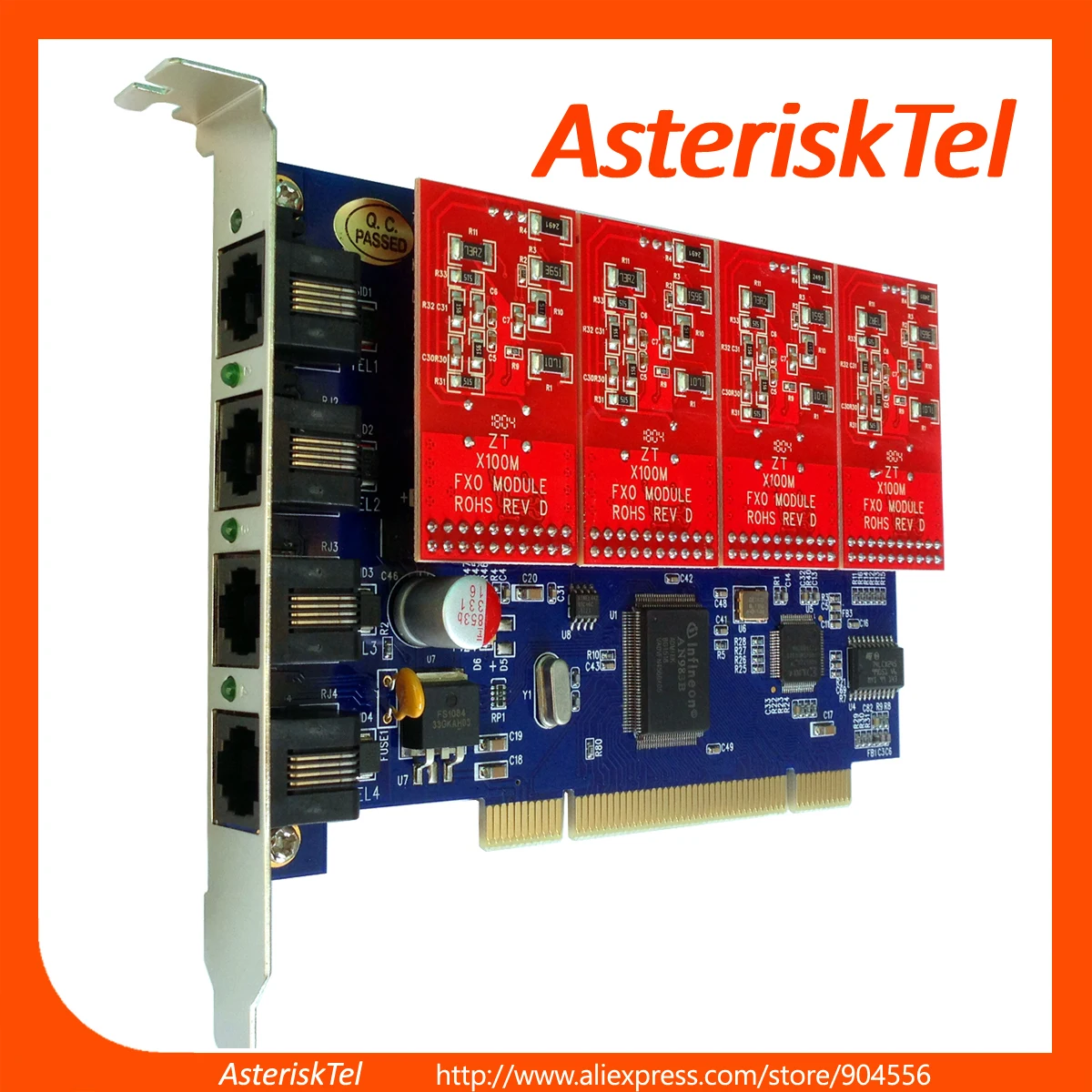 Asterisk DAHDI cards TDM400P with 4 FXS/FXO Modules for IP PBX System ...