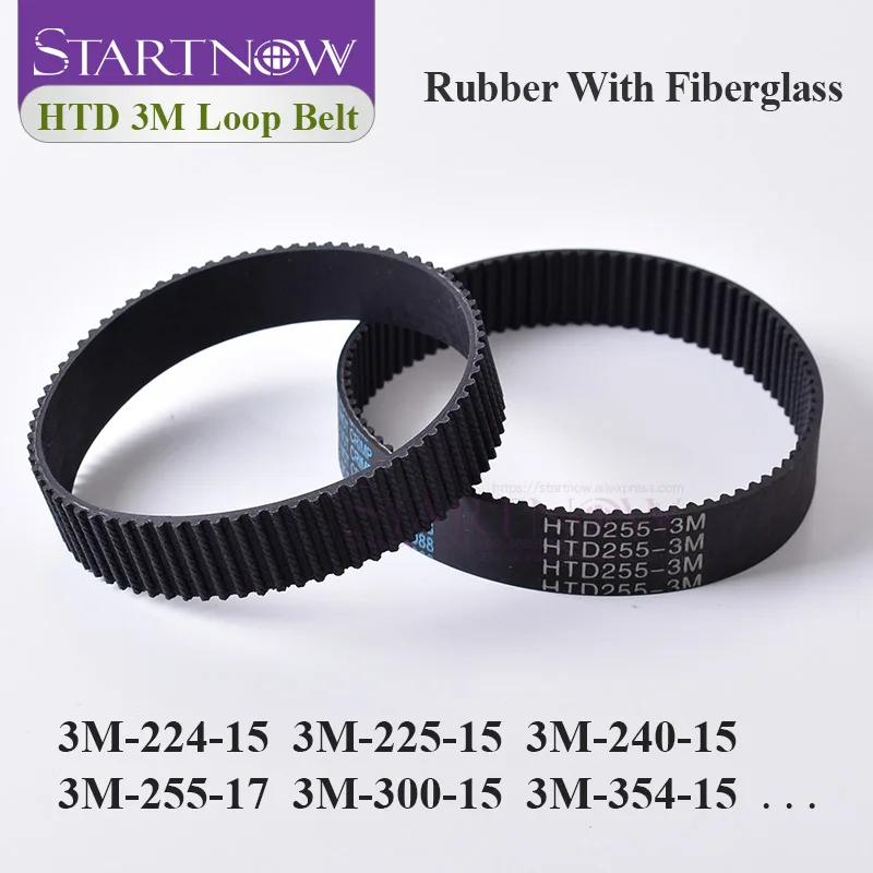 Closed Loop Timing Belt Transmission Belts HTD 3M-255-15 Perimeter 225 267 300 324 384 519mm ...