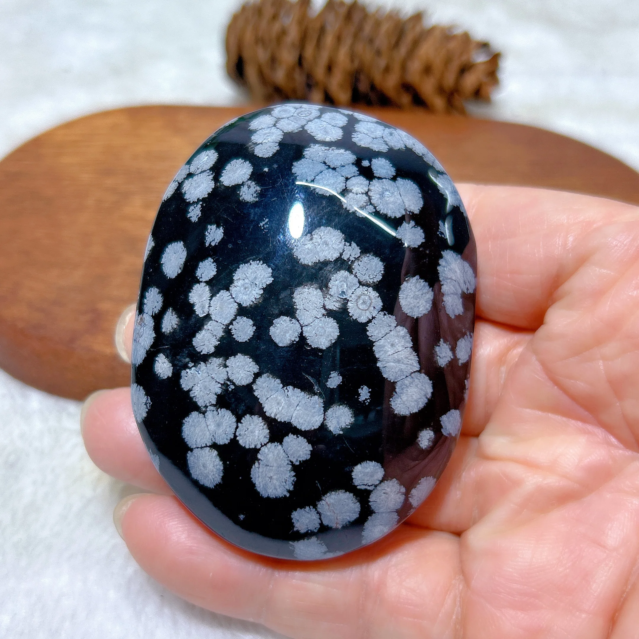 Natural-Crystal-Snowflake-Black-Obsidian-Palm-High-Quality-Healing ...