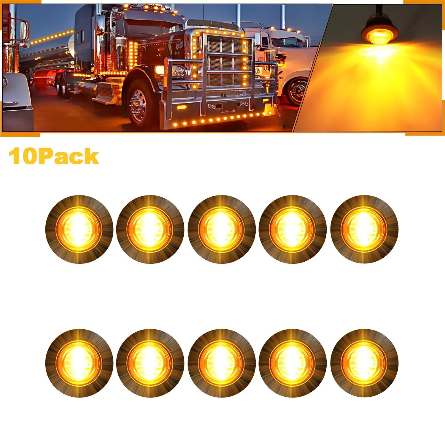 10PCS-12-24V-Round-LED-Side-Marker-Clearance-Car-Light-Front-Rear ...