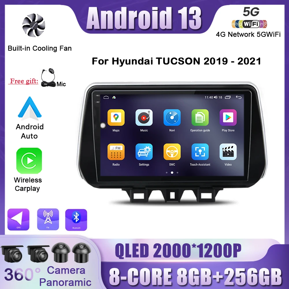 For-Hyundai-TUCSON-2019-2020-2021-Android-13-Wireless-Carplay-Car-Radio ...