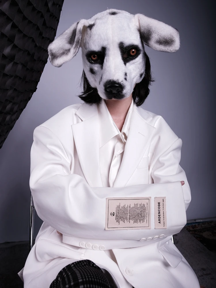 Plush Dog Cat Mask Half Face Realistic Animal Head Mask Halloween ...