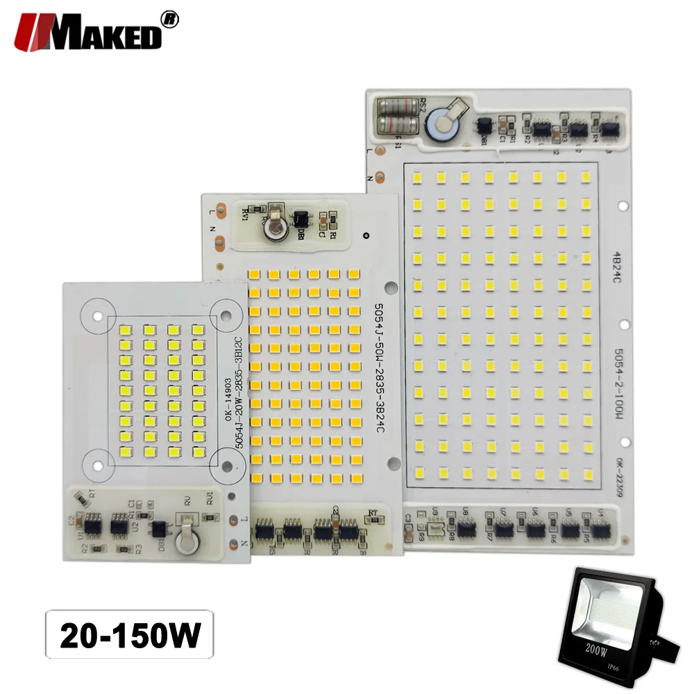 AC220V IC 드라이브 LED PCB 투광 램프 20W 30W 50W 100W 150W 옥외 램프를위한 가득 차있는 힘 광원 ...