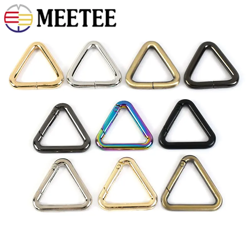 10/20Pcs Triangle Metal Ring Spring Clip Buckle 20-38mm Open Snap Hook ...