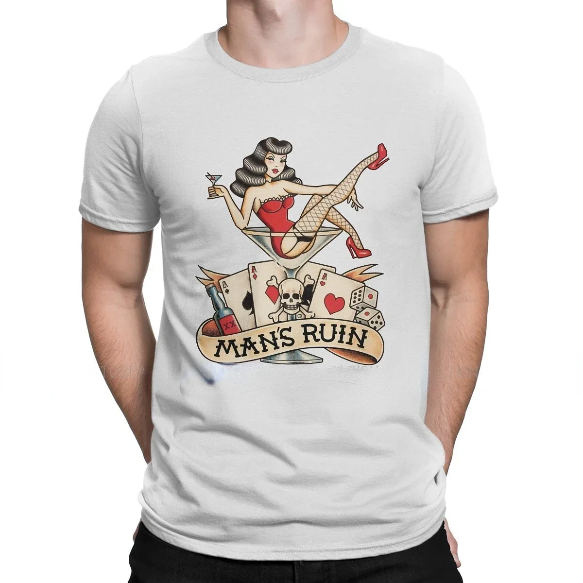 Vintage-Martini-Pin-Up-Girl-Tshirt-Black-for-Men-Black-Humor-T-Shirt-Graphic-Boyfriend ...
