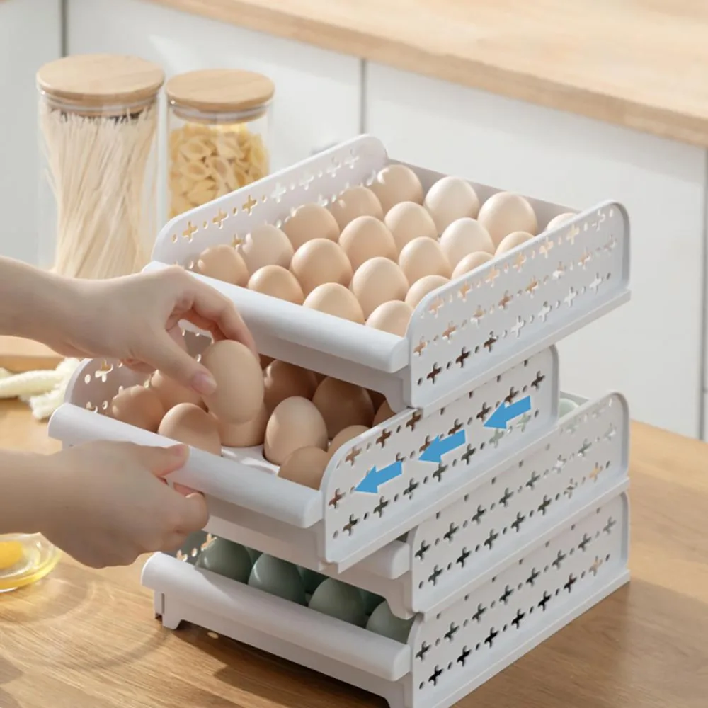 Egg Storage Holder Stackable Egg Storage Rack Organizer Container ...