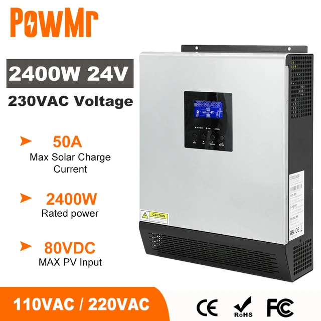 Solar Inverter 3k 24v 220v Pure Sine Wave 3kva Hybrid, 44% OFF
