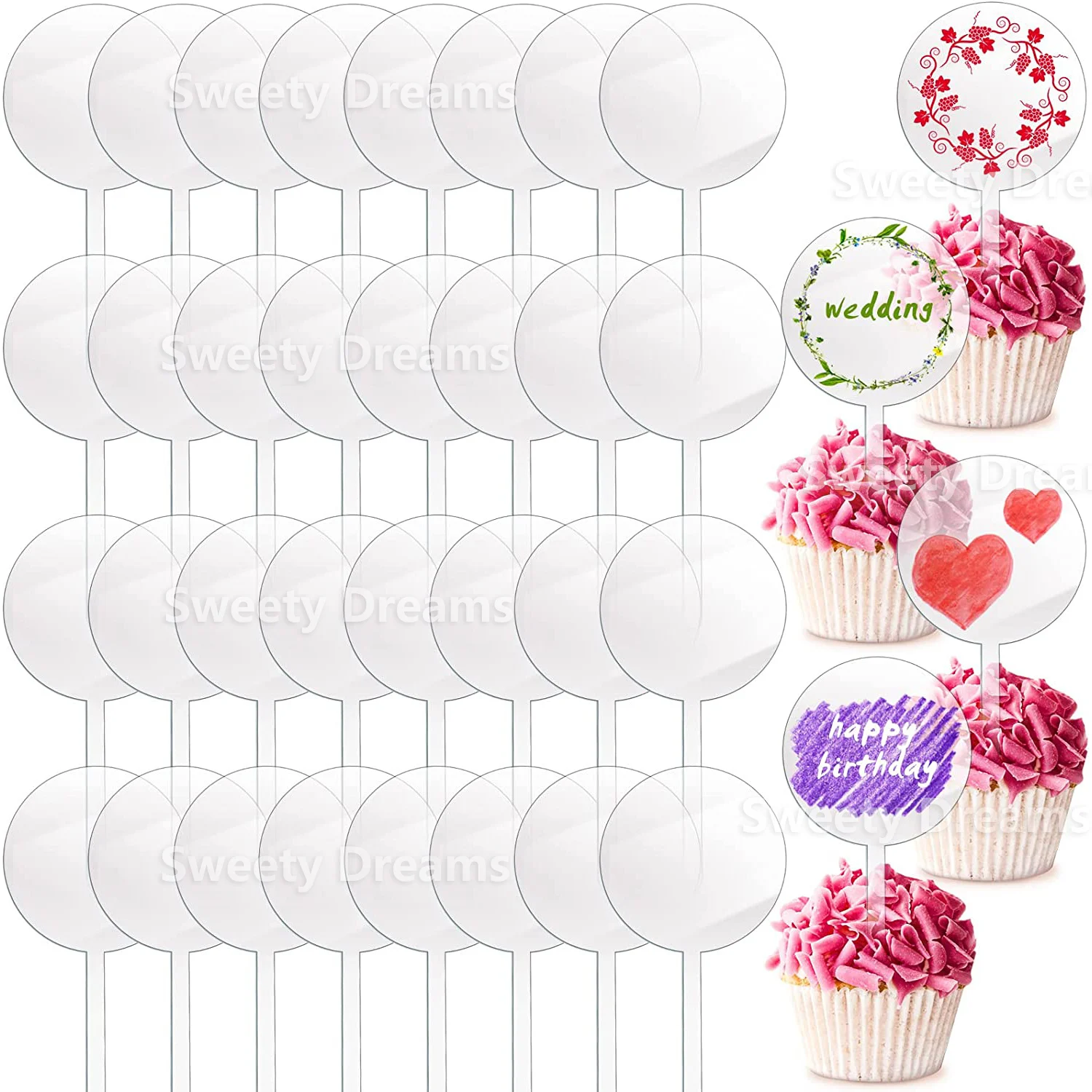5-or-7cm-Round-Clear-Acrylic-Cake-Toppers-Blank-DIY-Birthday-Cake ...