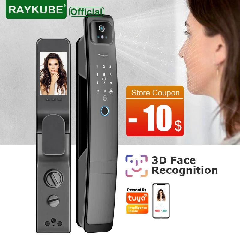 RAYKUBE DF5 Tuya WiFi Camera Smart Lock 3D Face Recognition Digital Fingerprint Electronic Tuya ...