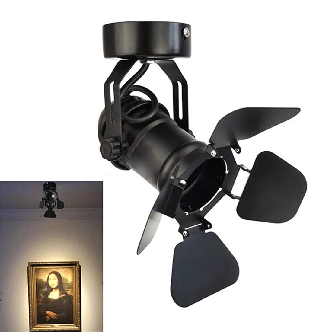 Industrial Vintage Ceiling Spotlight Lamp with Barn Door Foldable ...