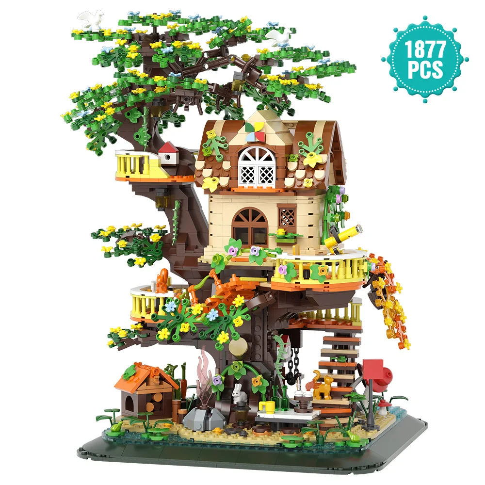 Tree-House-Building-Blocks-Set-para-crian-as-e-adultos-Kit-Modelo-DIY ...