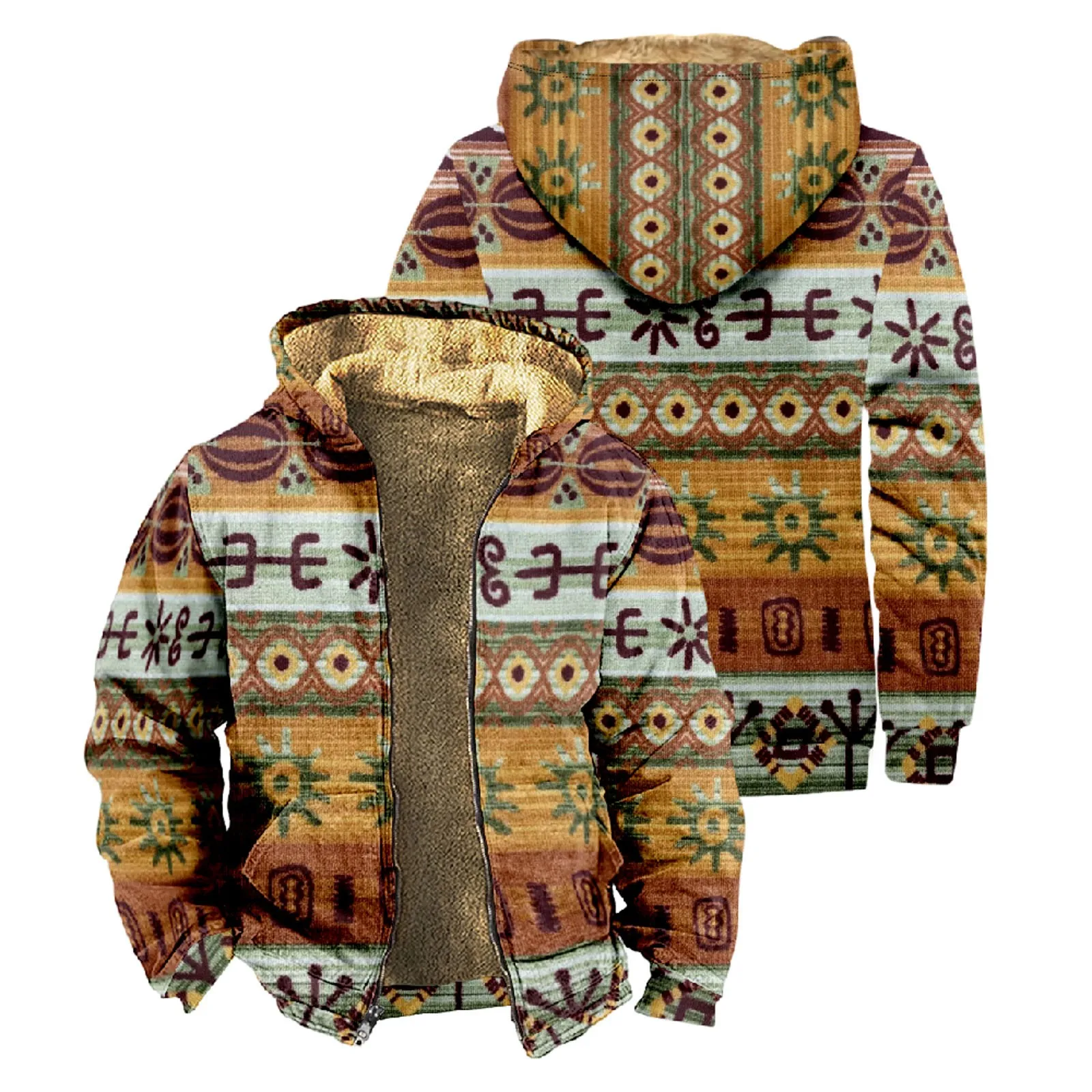 Aztec-Geometric-Vintage-Print-Fleece-Thicken-Jacket-Coat-For-Man-Winter ...