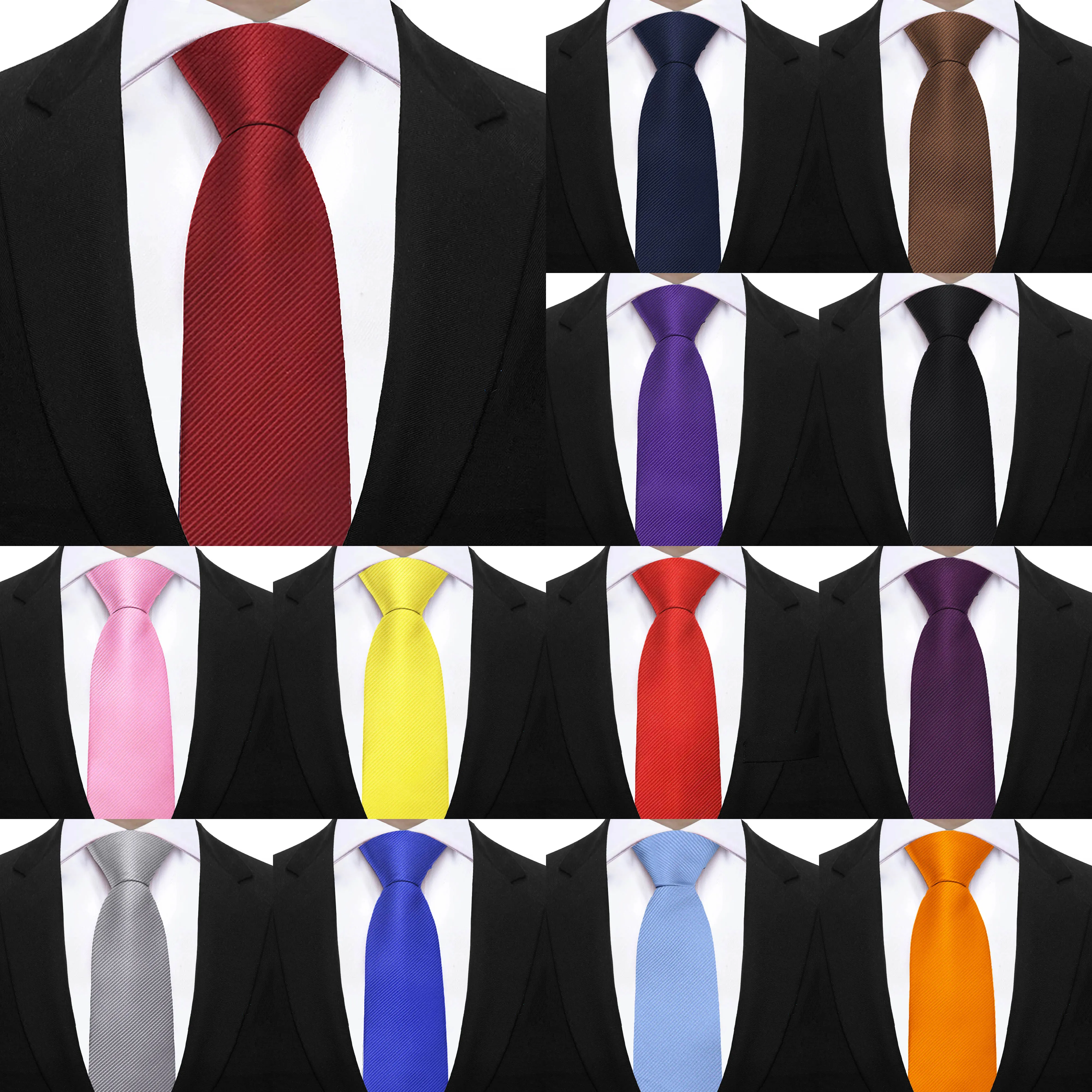 Solid Tie 6cm Necktie For Men Fashion Wedding Ties Slim Blue Gray ...