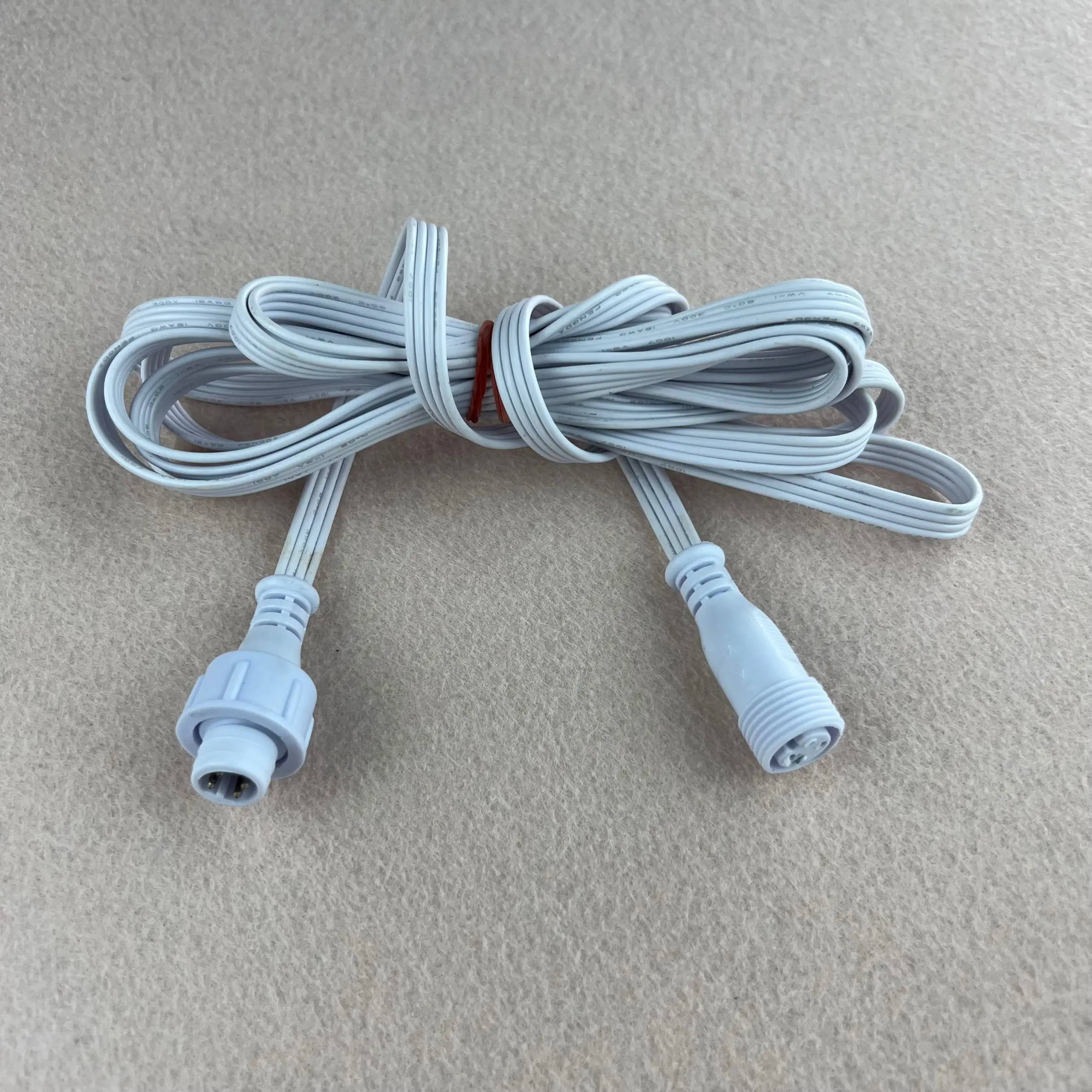WHITE-4-core-flat-18AWG-waterproof-extension-cable-male-connector-s ...
