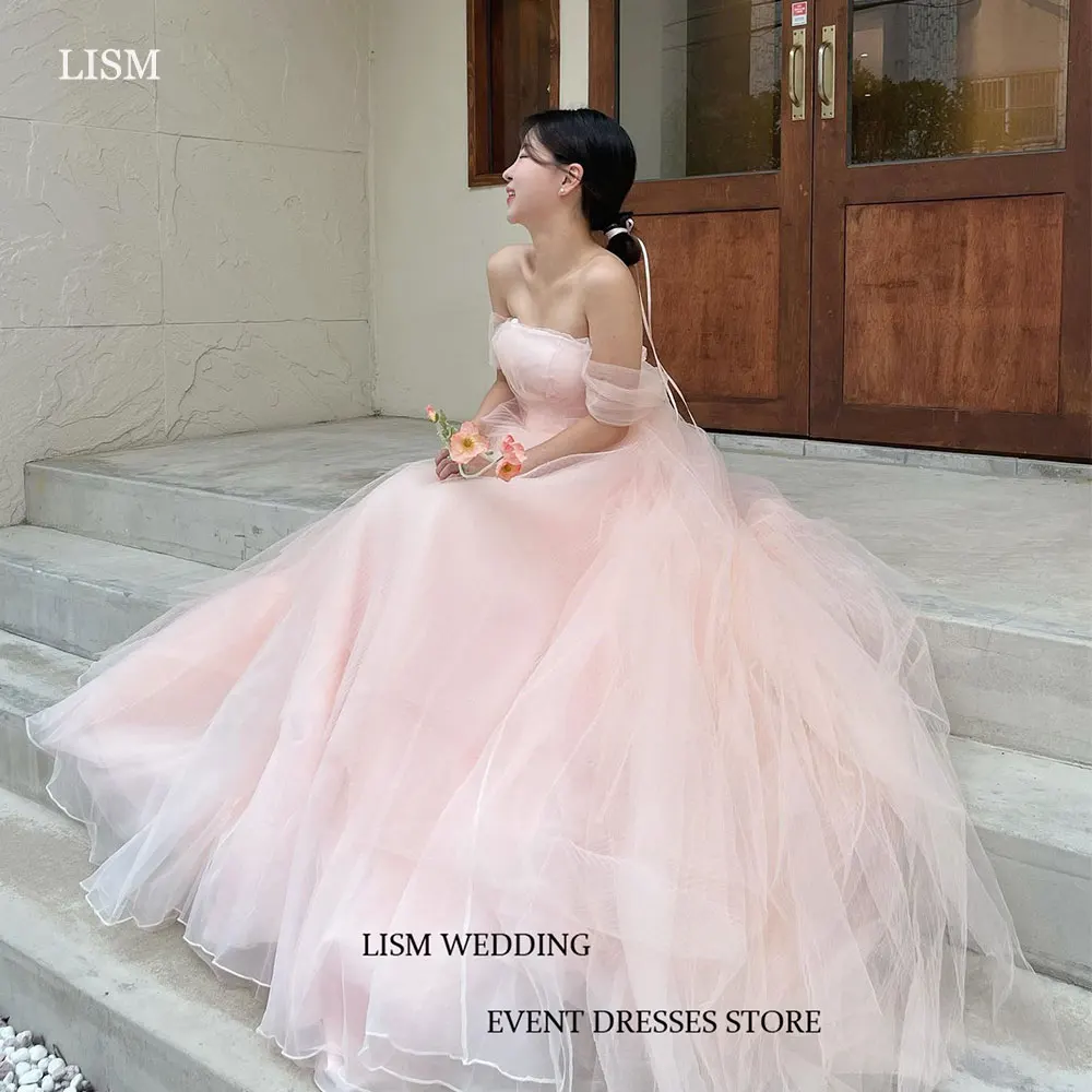 LISM-2024-Blush-pink-Off-the-Shoulder-Korea-Wedding-Dress-Simple ...