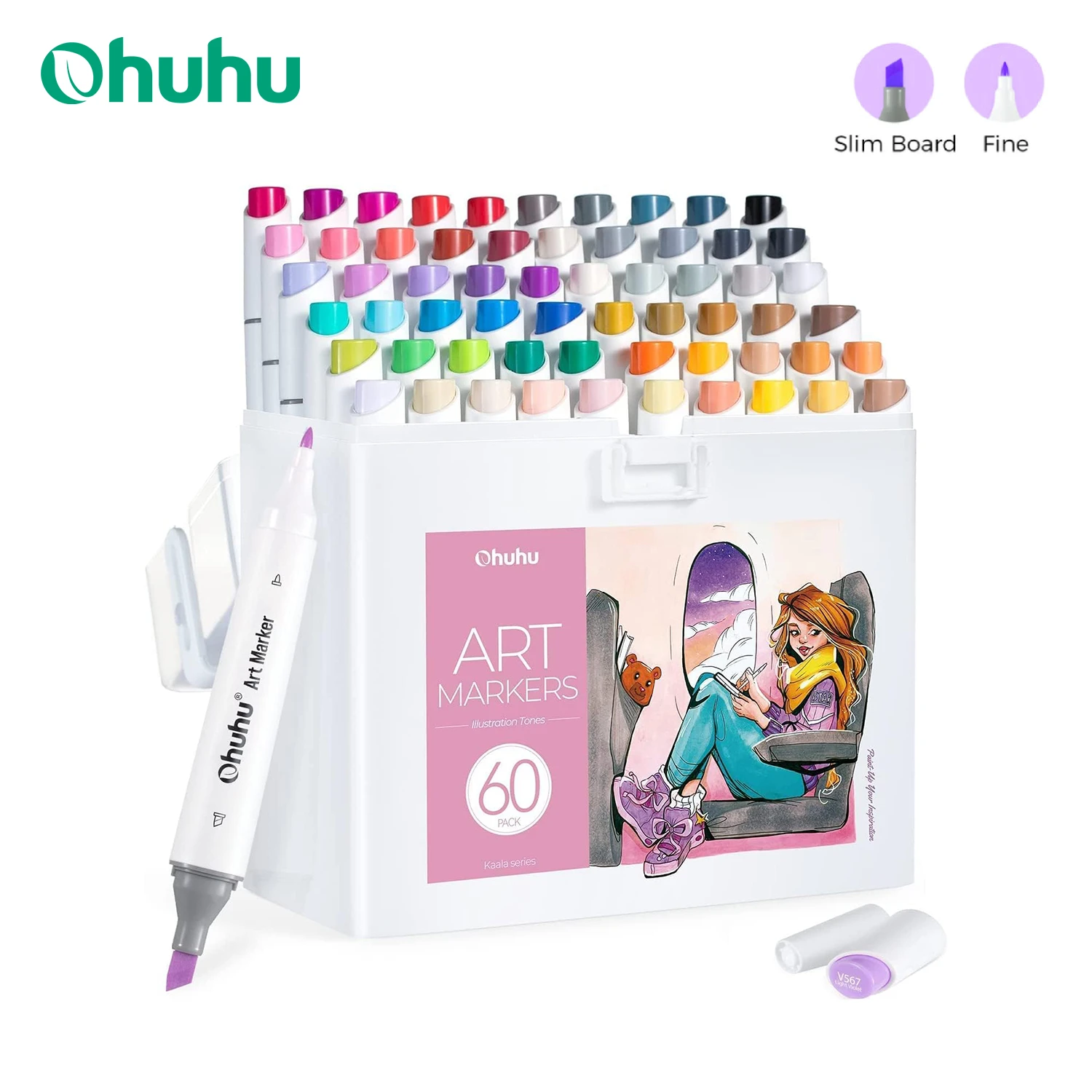 Ohuhu Kaala Marker Pen Set Color Markers Alcohol Art Markers Refillable ...
