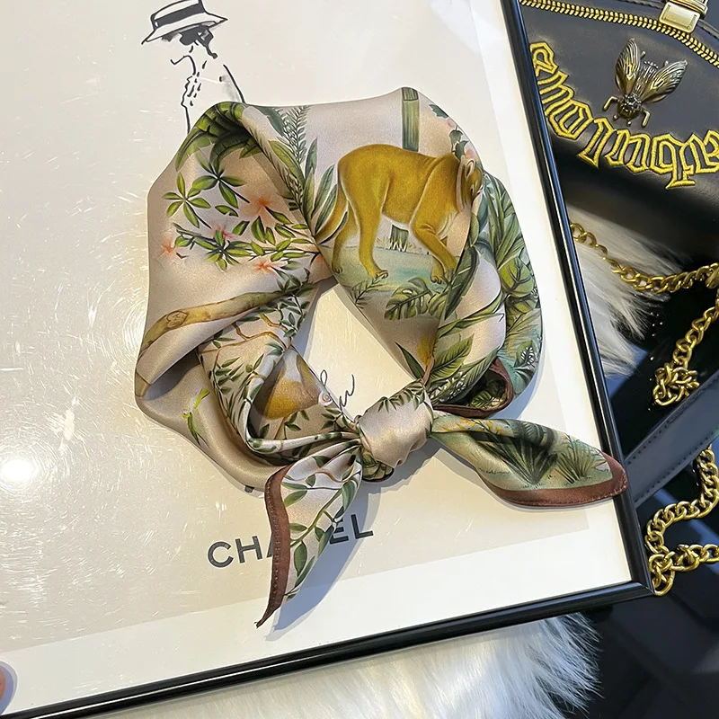 Design 100% Real Silk Scarf Women Square Wrap Small Luxury Brand ...