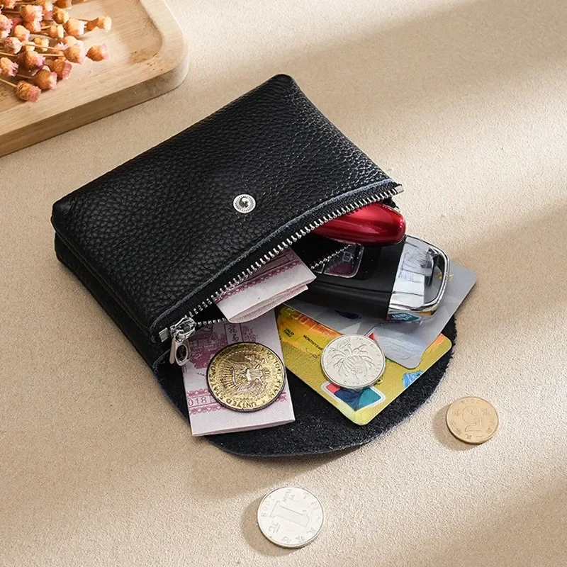 Genuine Leather Short Coin Wallets Card Holder Bag Case Portable Retro ...