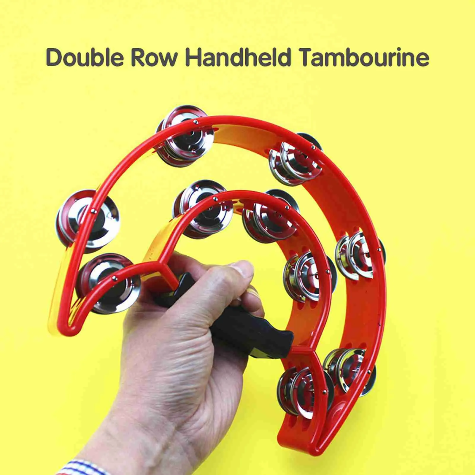 Handheld Tambourine Double Row Handbell Ergonomic Handle Grip ...