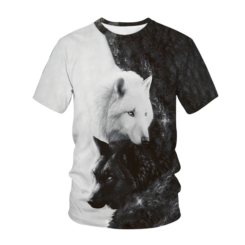 Wolf-Couple-T-Shirt-For-Mens-Animal-Print-Short-Sleeve-3D-Casual-Street ...