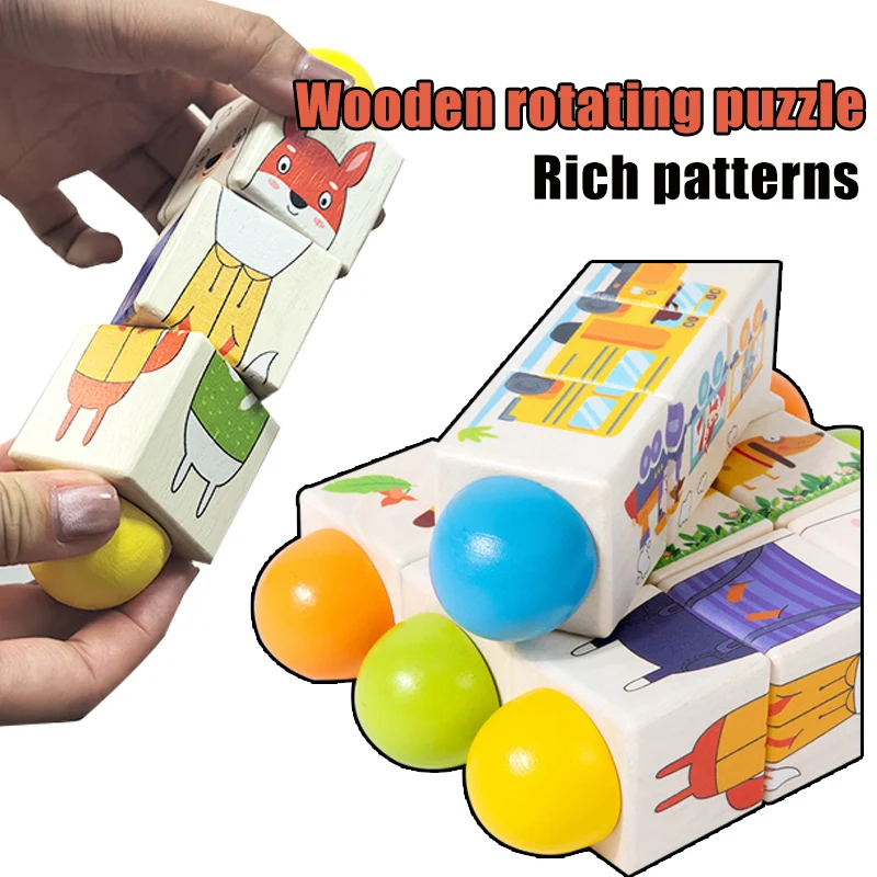 1PC-Wooden-Baby-Puzzles-Toy-Rotating-Animal-Shaped-Matching-Blocks-Toy ...