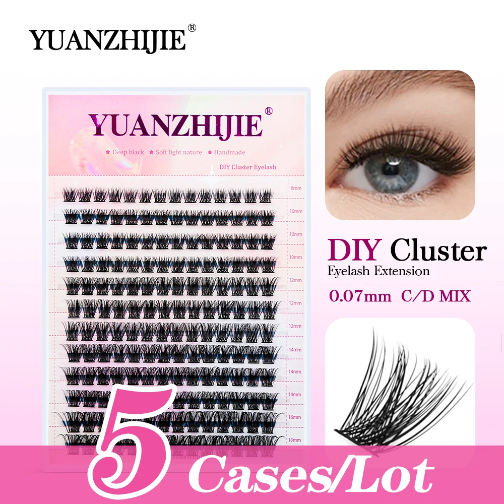 5cases-YUANZHIJIE-Mixed-Length-Individual-Clusters-Eyelash-Ultra-High ...