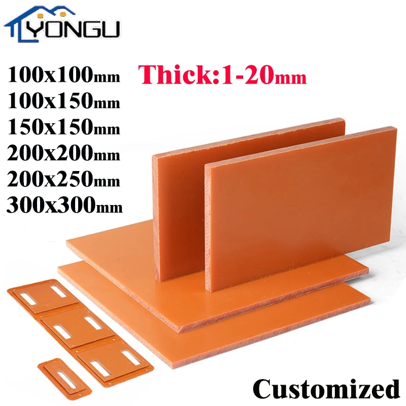 1Pc Orange Red Bakelite Plate Insulation Phenolic Resin Board Bakelite ...