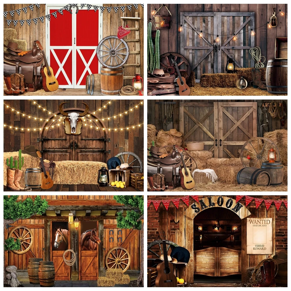Western-Cowboy-Backdrop-for-Birthday-Party-Wild-West-Rustic-Farm-Barn ...