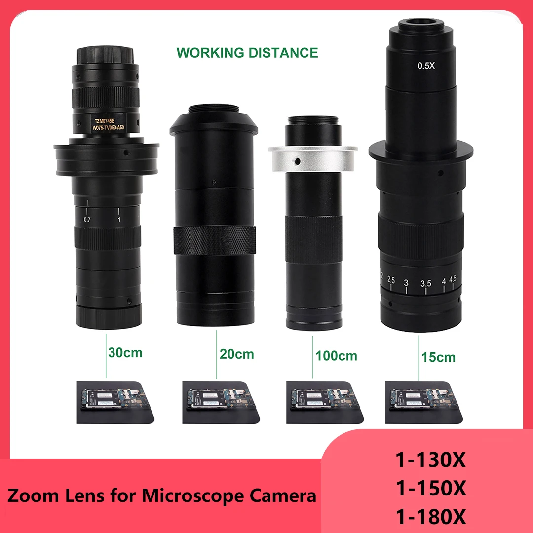 Adjustable-Magnification-130X-150X-180X-42-50mm-Microscope-Lens-Zoom-C ...