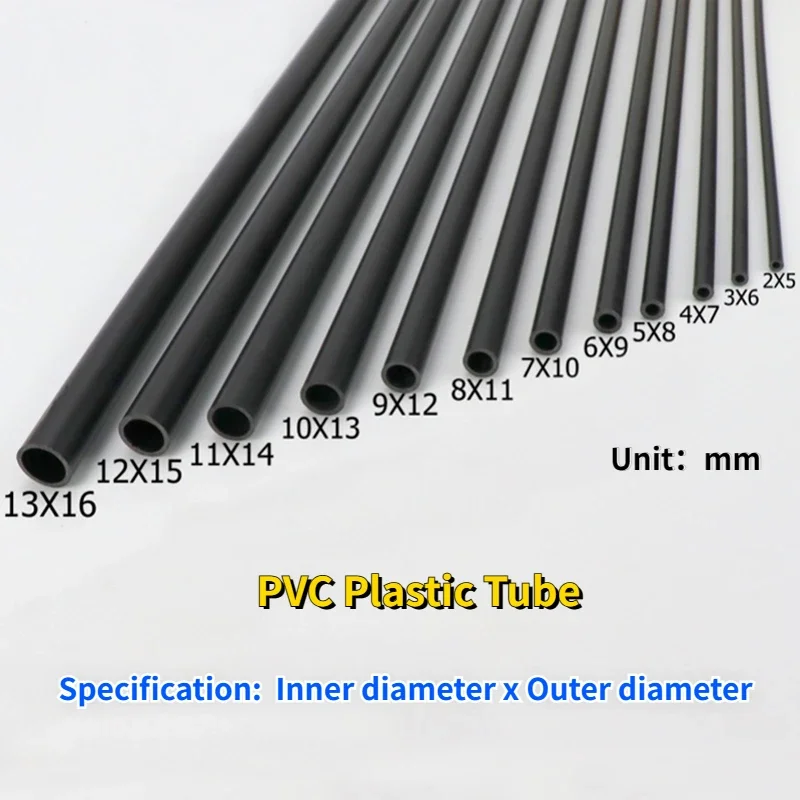 2-pz-lunghezza-500mm-tubo-di-plastica-PVC-nero-OD-5-16mm-tubo-rigido ...