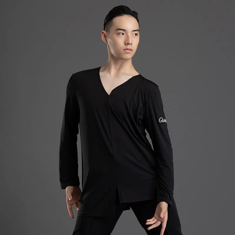2026 New Latin Dance Practice Clothes For Men Large V-Neck Loose ...
