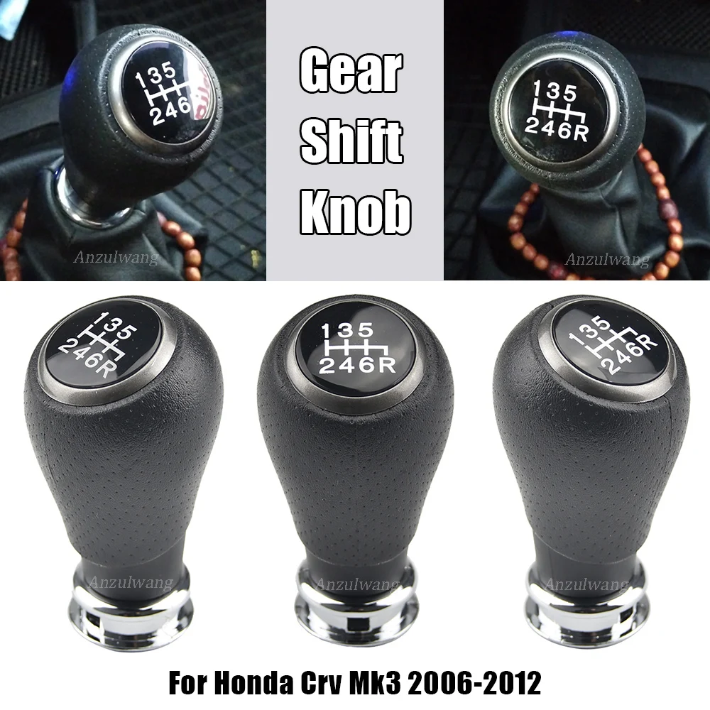 6-Speed-Car-Manual-Gear-Shift-Knob-Shifter-Lever-Stick-Black-Leather ...