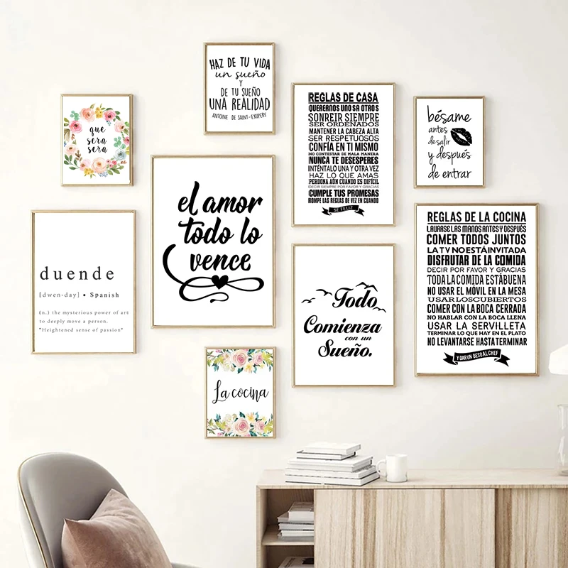 Spanish Positive Quote Canvas Art Print and Poster , Spanish Bedroom ...