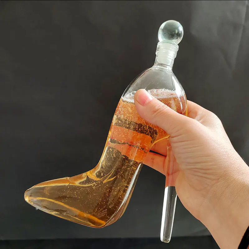 High Heel Glass Wine Bottle Flagon Wine Barrel Sealed Jar Hip Flasks ...