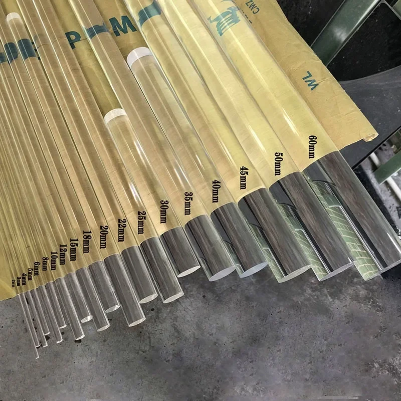 Transparent-Acrylic-Round-Bar-Plastic-Plexiglass-Solid-Rod-PMMA-Organic ...